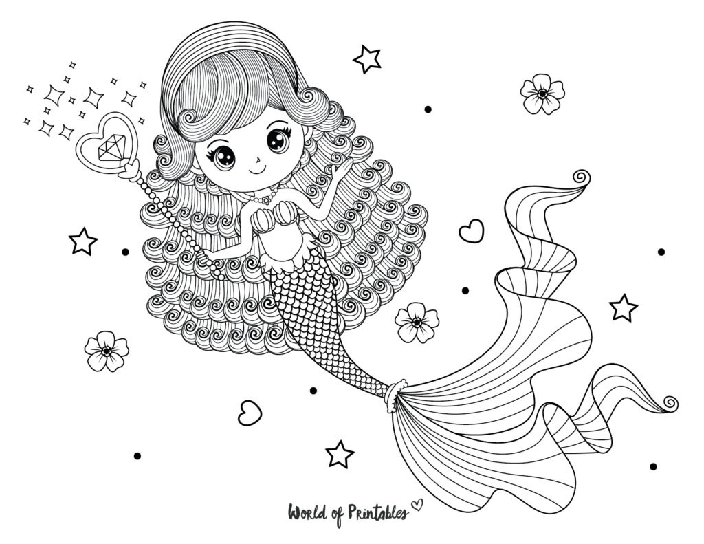 25 Best Mermaid Coloring Pages For Kids & Adults - World of Printables