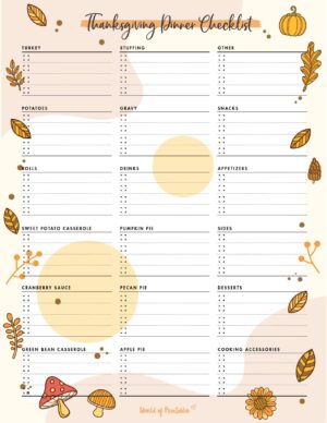 Thanksgiving Food Checklist - Food List & Printables - World of Printables
