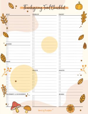 Thanksgiving Food Checklist - Food List & Printables - World of Printables