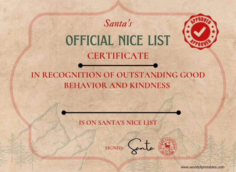 Christmas Nice List Certificate From Santa - Free Printable To Personalize