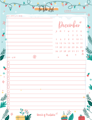 Free Cute December Calendar & Planner Printable Set - World of Printables