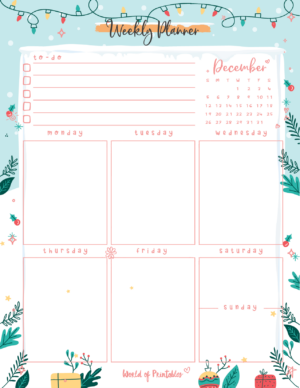 Free Cute December Calendar & Planner Printable Set - World of Printables