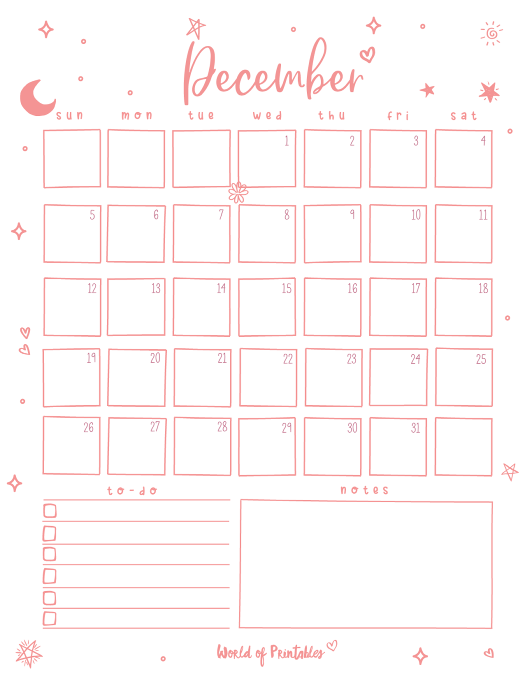 Free Cute December Calendar & Planner Printable Set - World of Printables