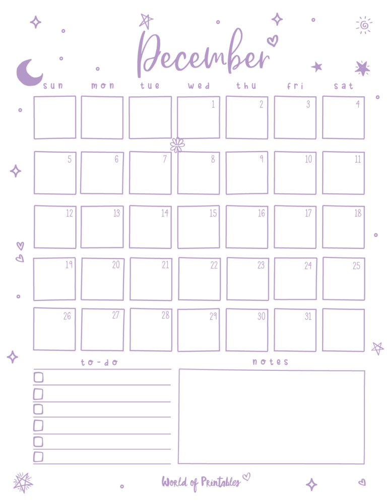Free Cute December Calendar & Planner Printable Set - World of Printables