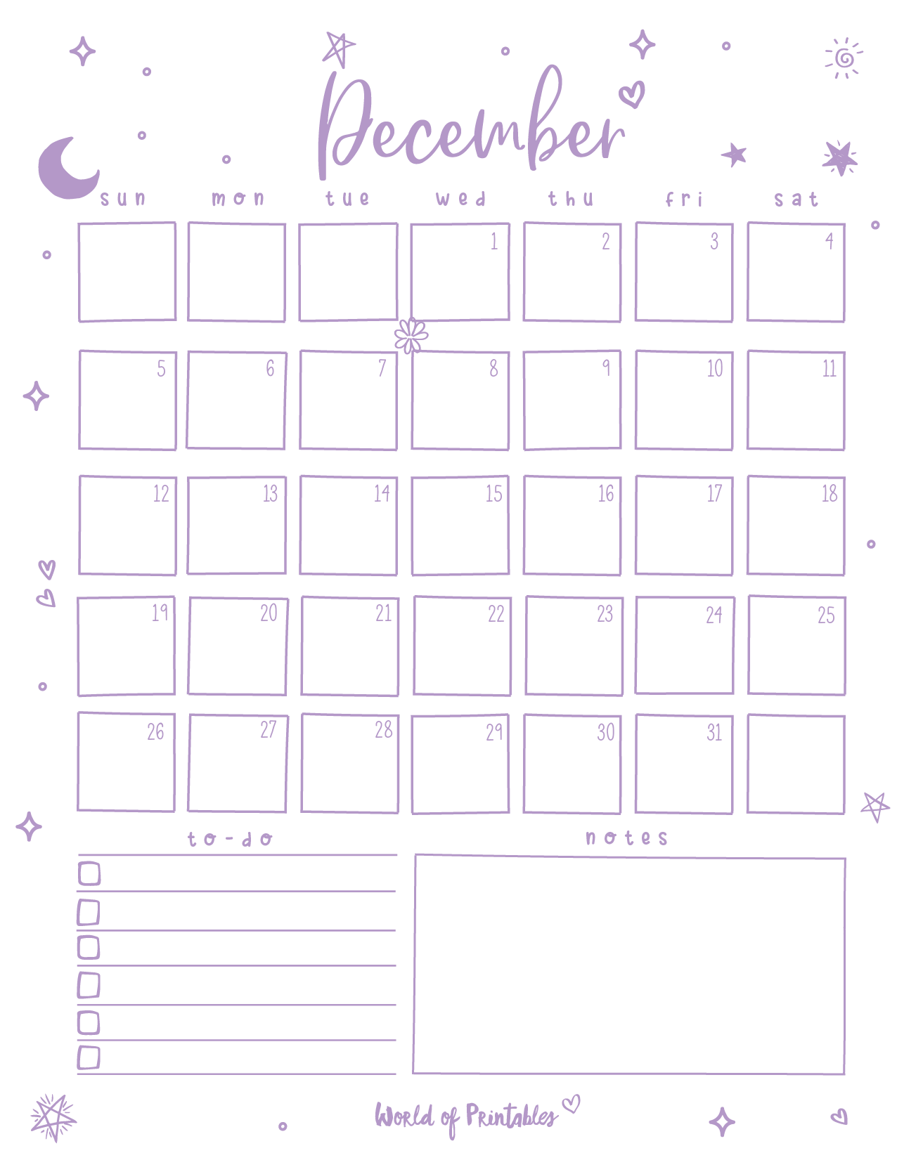 Free Cute December Calendar & Planner Printable Set - World of Printables