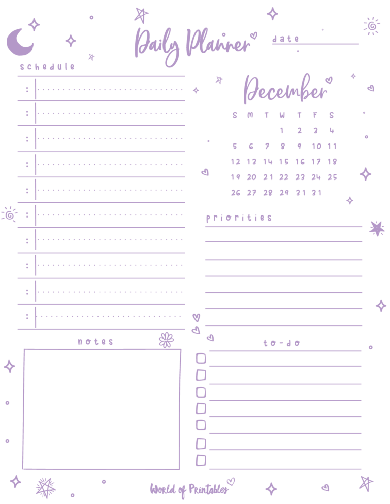Free Cute December Calendar & Planner Printable Set - World of Printables