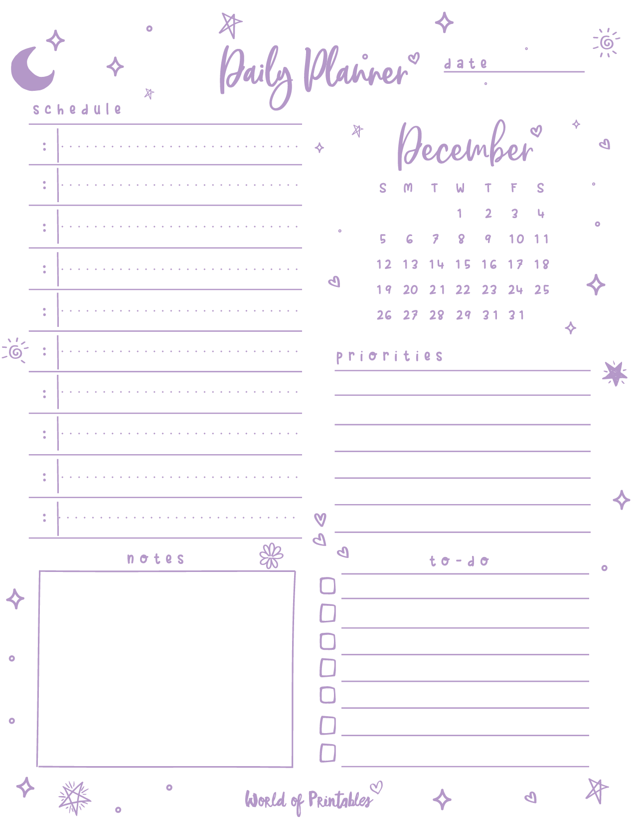Free Cute December Calendar & Planner Printable Set - World of Printables