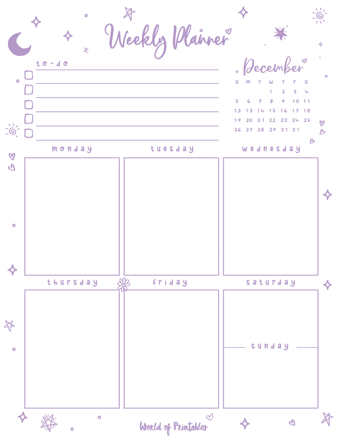Free Cute December Calendar & Planner Printable Set - World of Printables