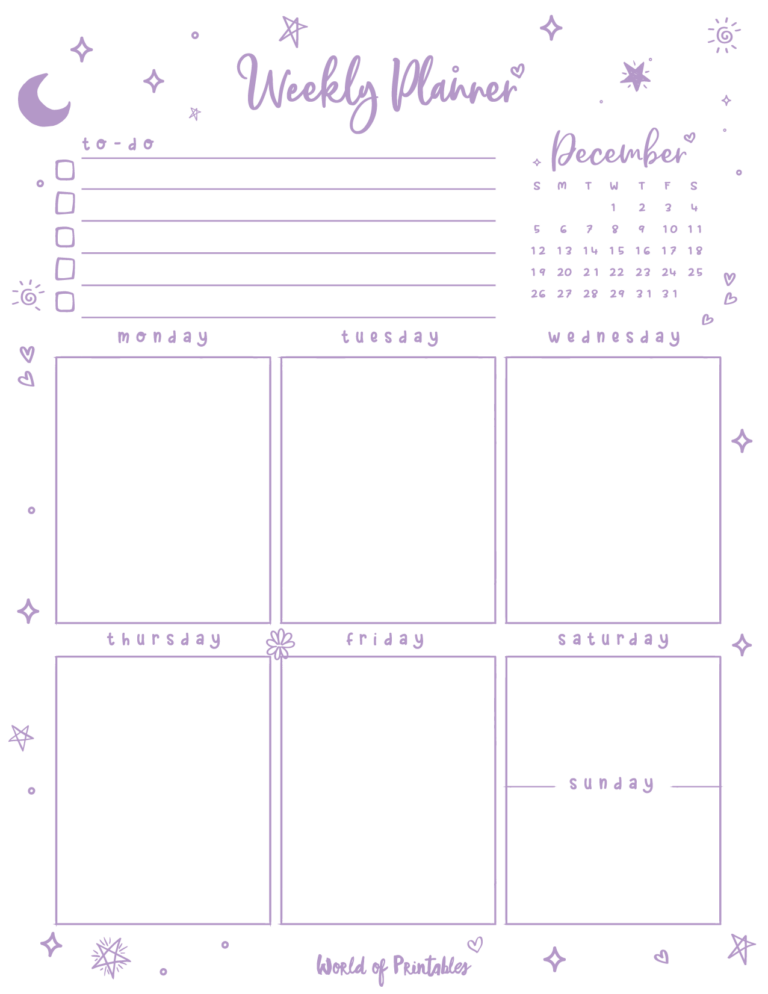 Free Cute December Calendar & Planner Printable Set - World of Printables