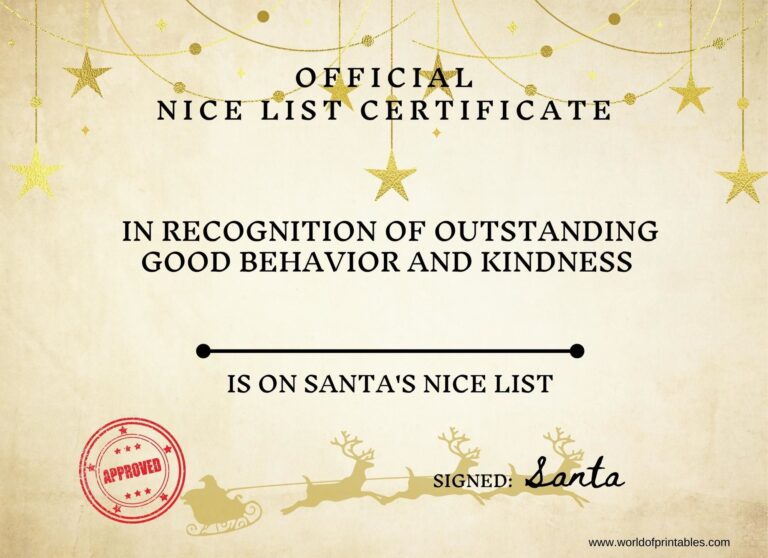 Christmas Nice List Certificate From Santa - Free Printable To Personalize