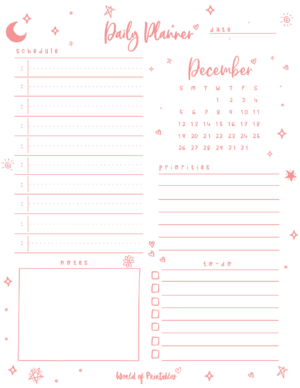 Free Cute December Calendar & Planner Printable Set - World of Printables