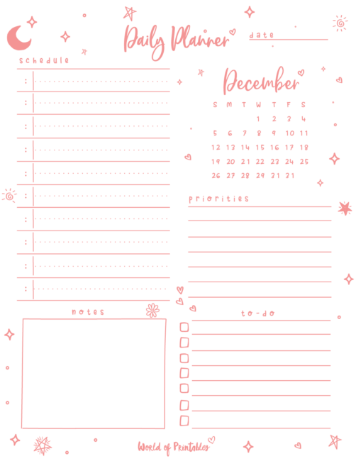 Free Cute December Calendar & Planner Printable Set - World of Printables