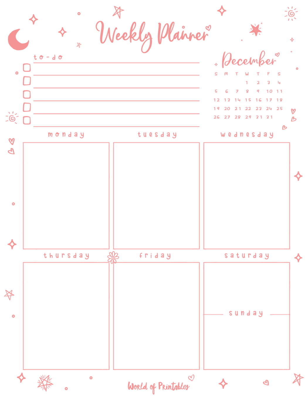 Free Cute December Calendar & Planner Printable Set - World of Printables