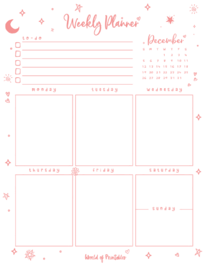 Free Cute December Calendar & Planner Printable Set - World of Printables