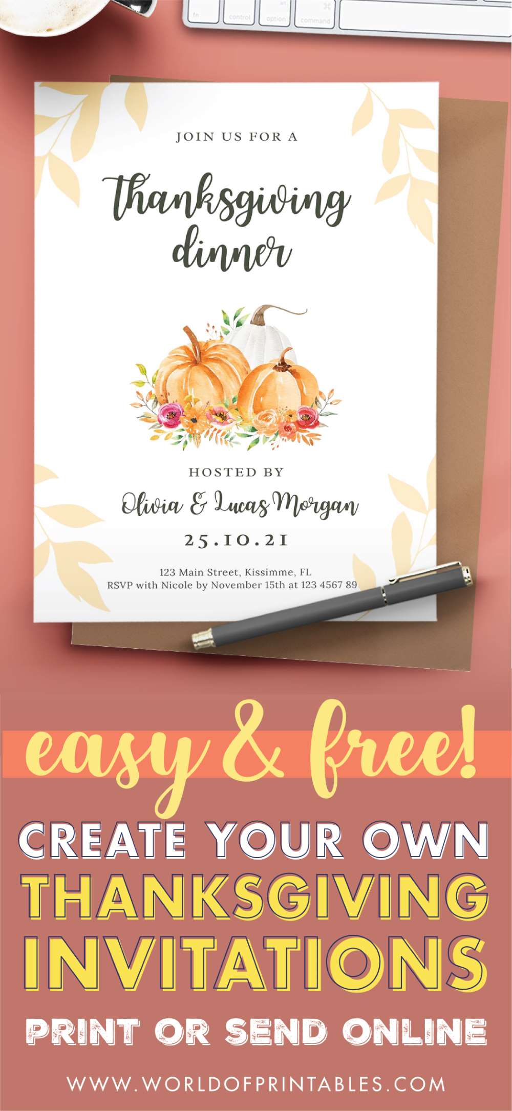 Thanksgiving Invitations - Customize & Print For Free - World of Printables