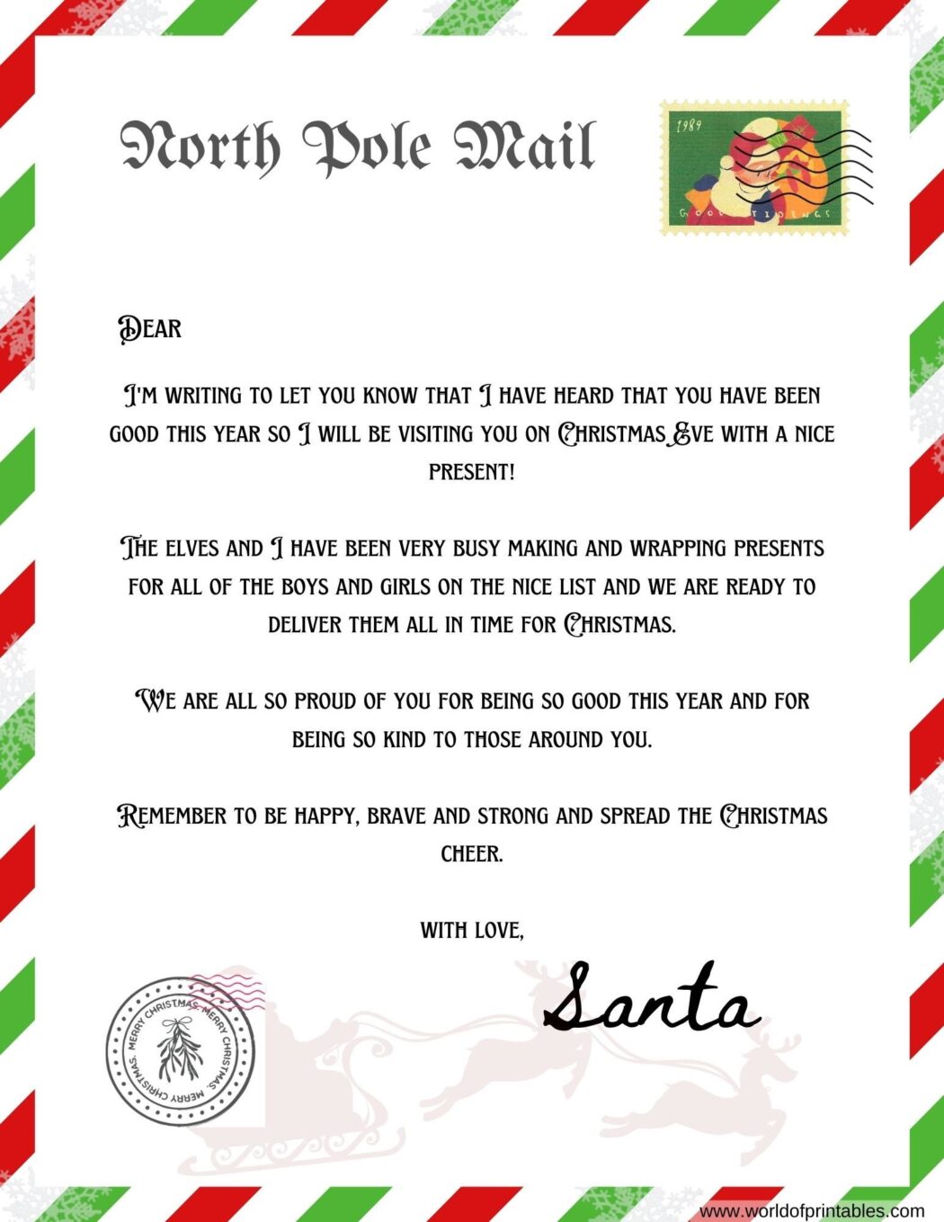 10 Best Free Letter From Santa Templates - World of Printables