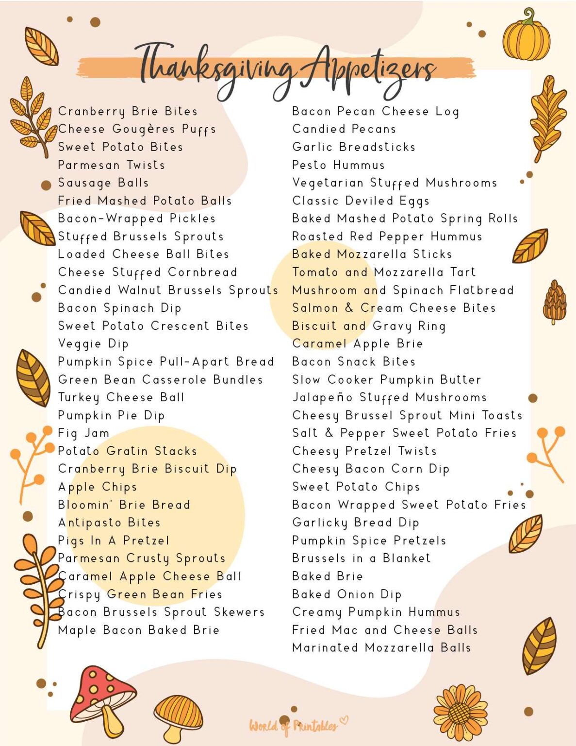 Thanksgiving Food Checklist - Food List & Printables - World of Printables