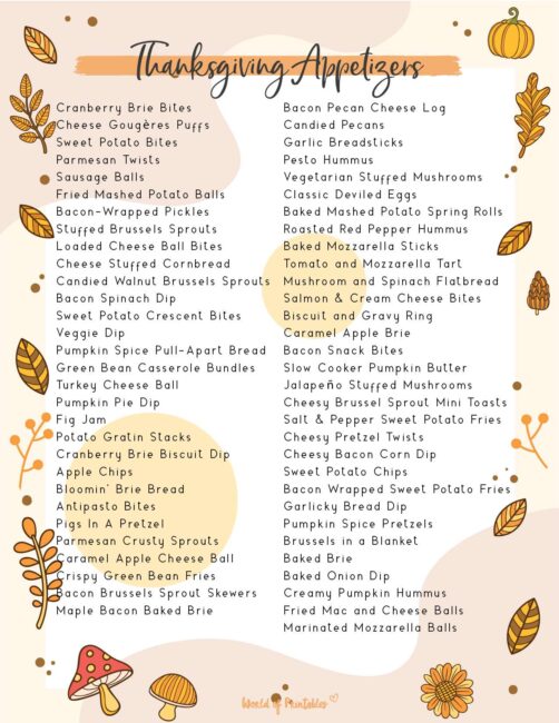 Thanksgiving Food Checklist - Food List & Printables - World of Printables