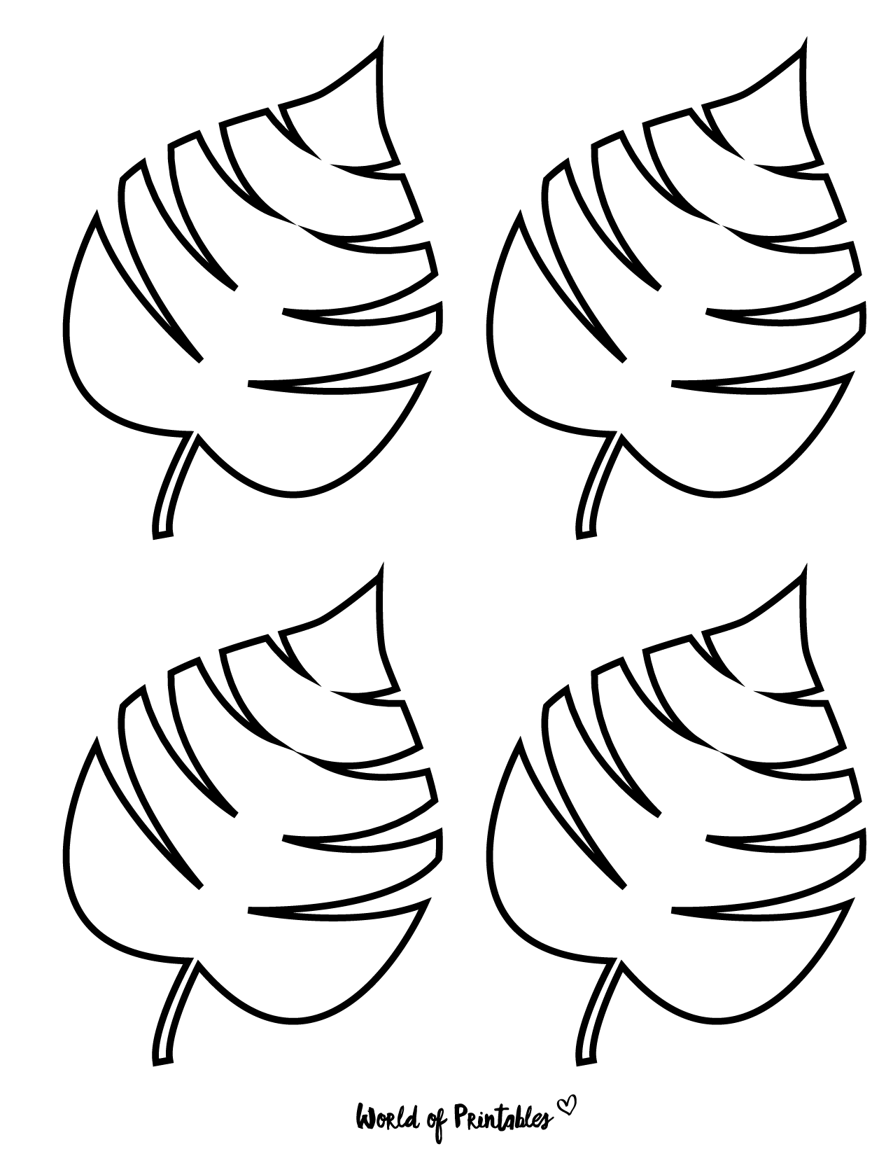 Outline Tropical Leaf Template Printable Word Searches