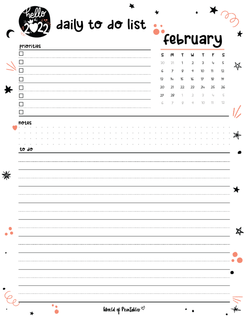 Free Cute February Calendar & Planner Printable Set - World of Printables