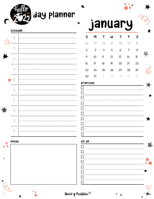 Free Cute January Calendar & Planner Printable Set - World of Printables