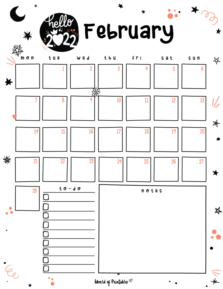 Free Cute February Calendar & Planner Printable Set - World of Printables