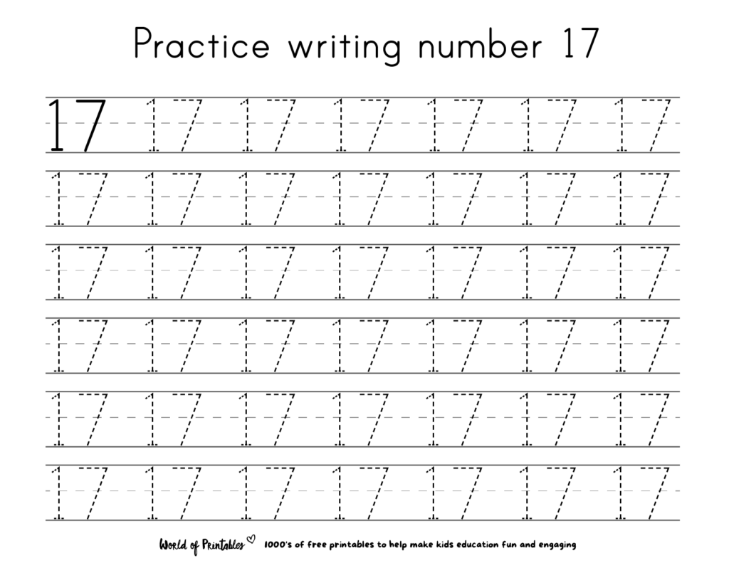 Tracing Numbers 1 to 20 Printable Worksheets - World of Printables