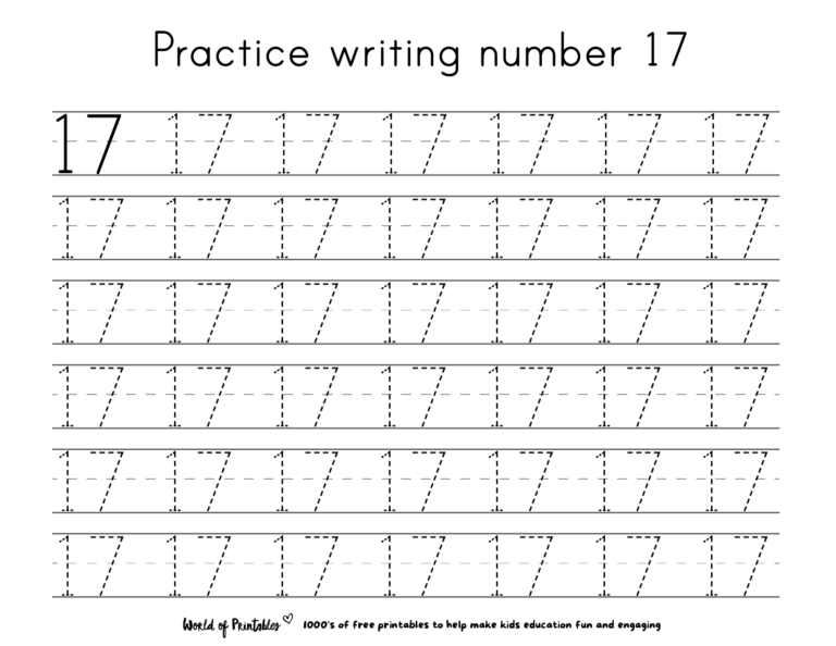 Tracing Numbers 1 to 20 Printable Worksheets - World of Printables