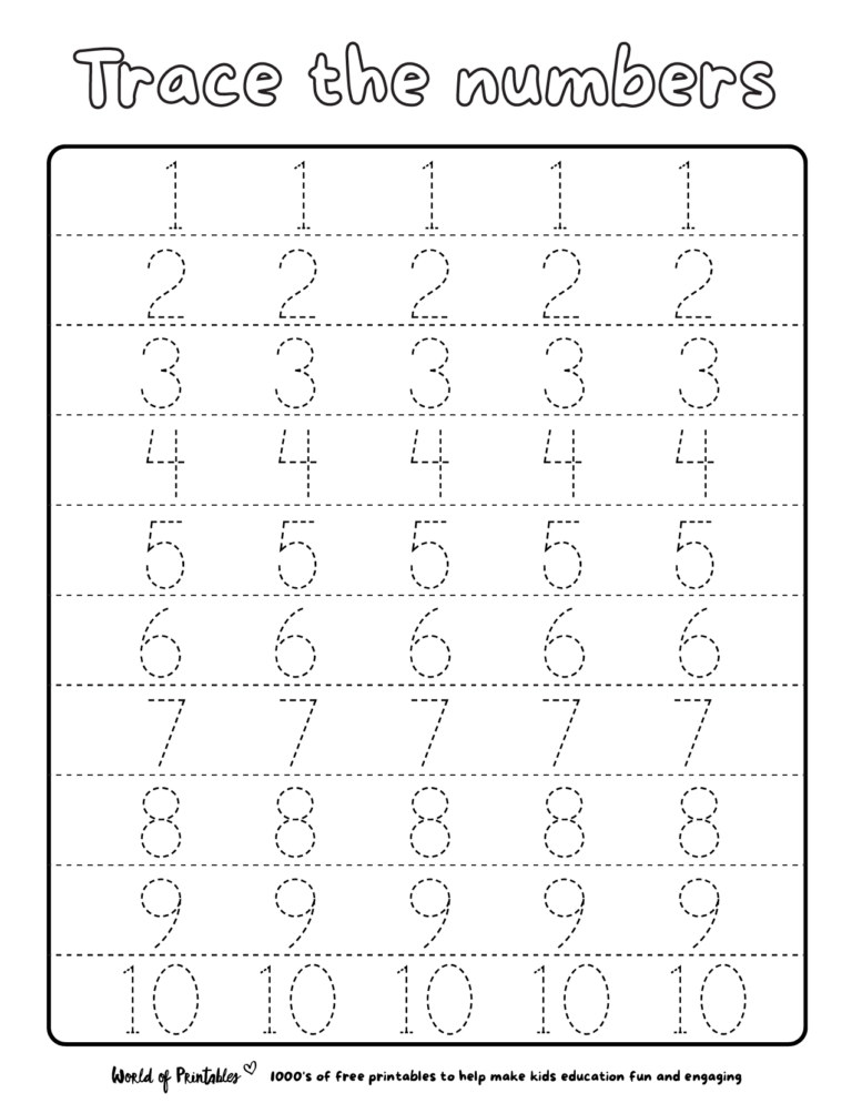 Number Tracing 1 to 10 Activities - World of Printables