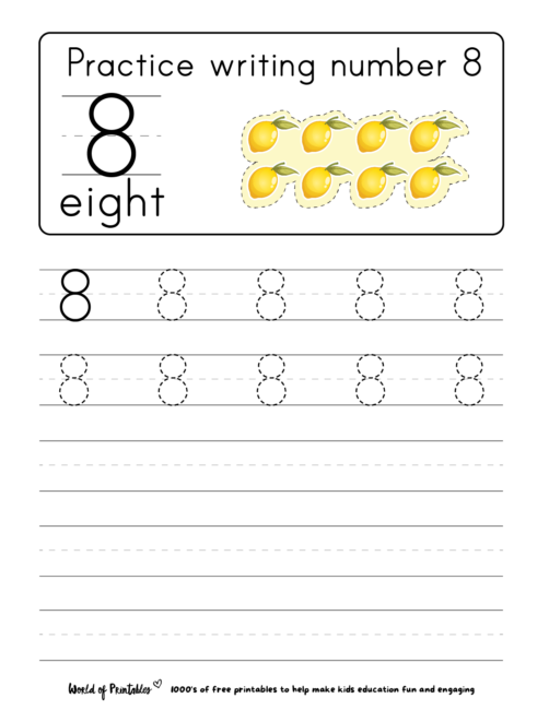 Free Printable Tracing Number Eight 8 Worksheet 48 OFF
