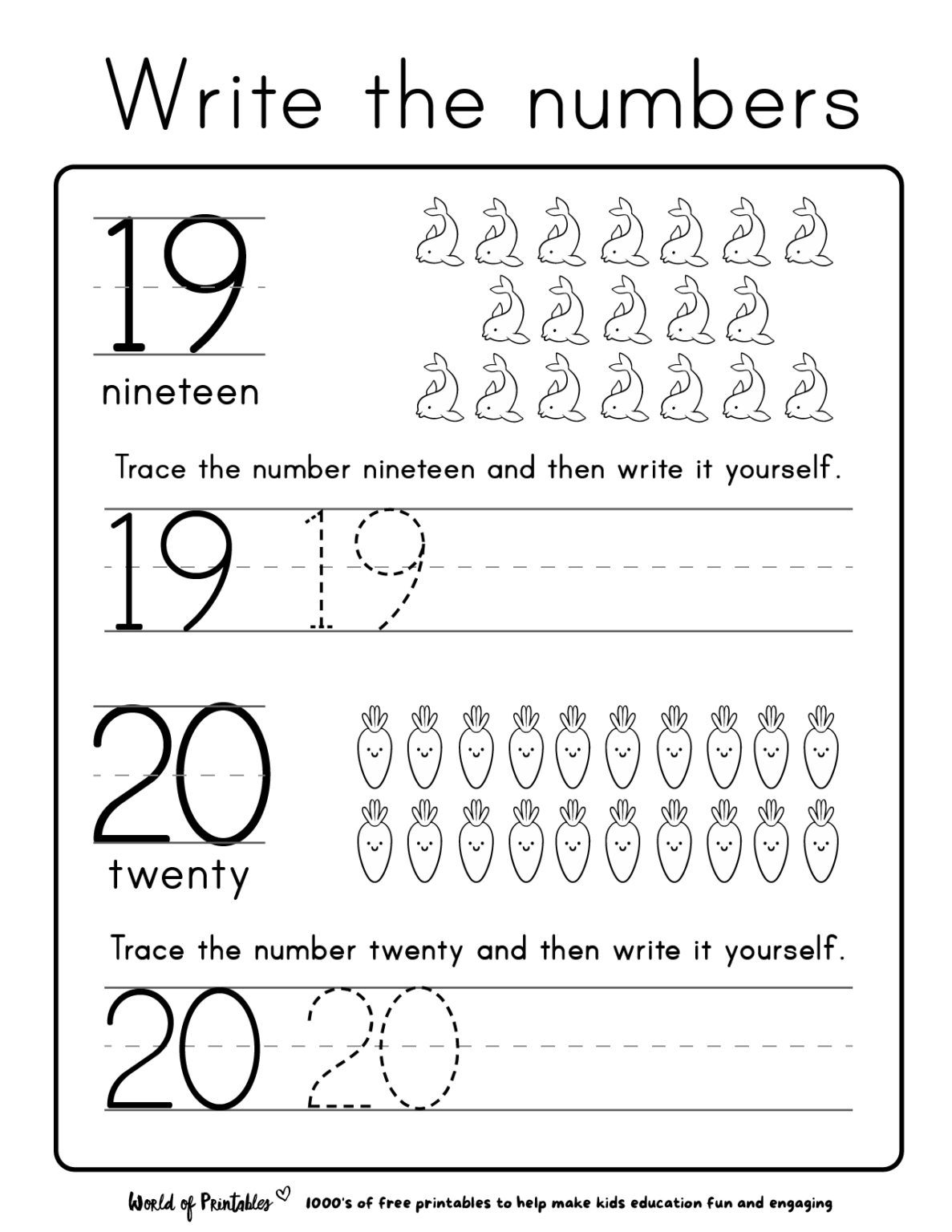 Number Tracing | 165 Free Printable Worksheets