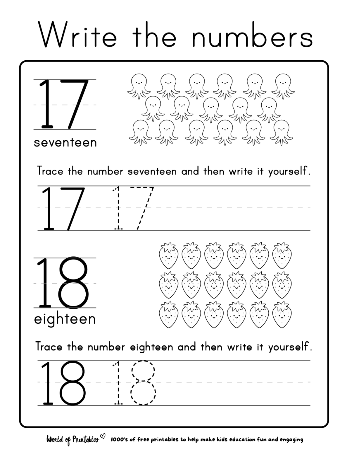 Number Tracing | 165 Free Printable Worksheets