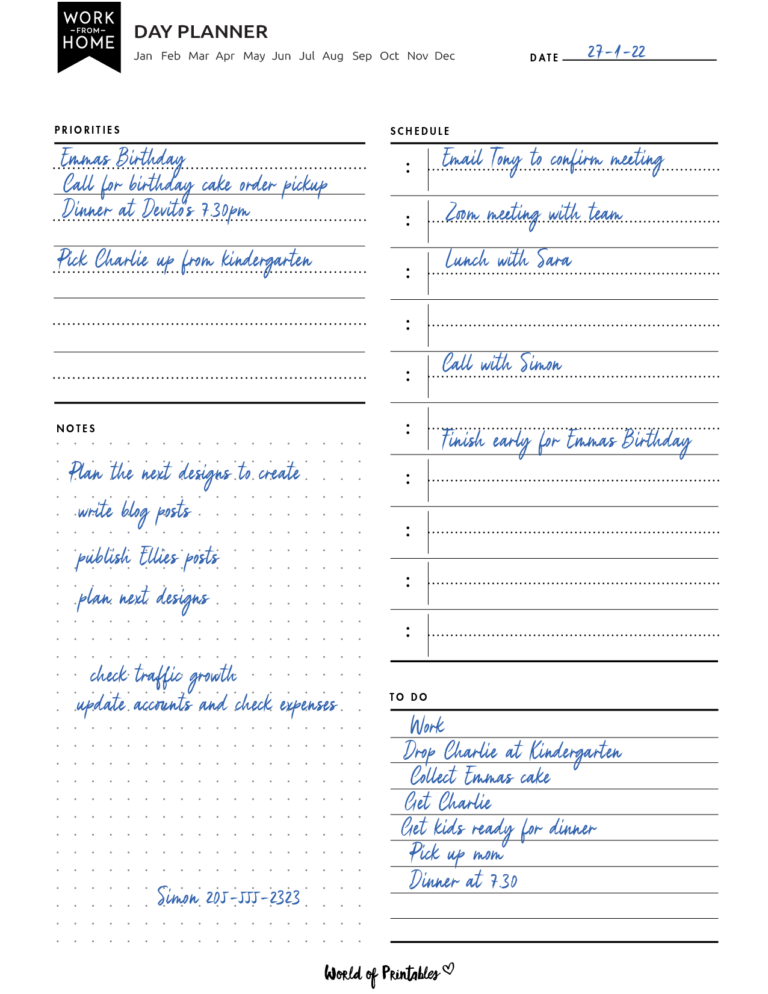 Work From Home Planner