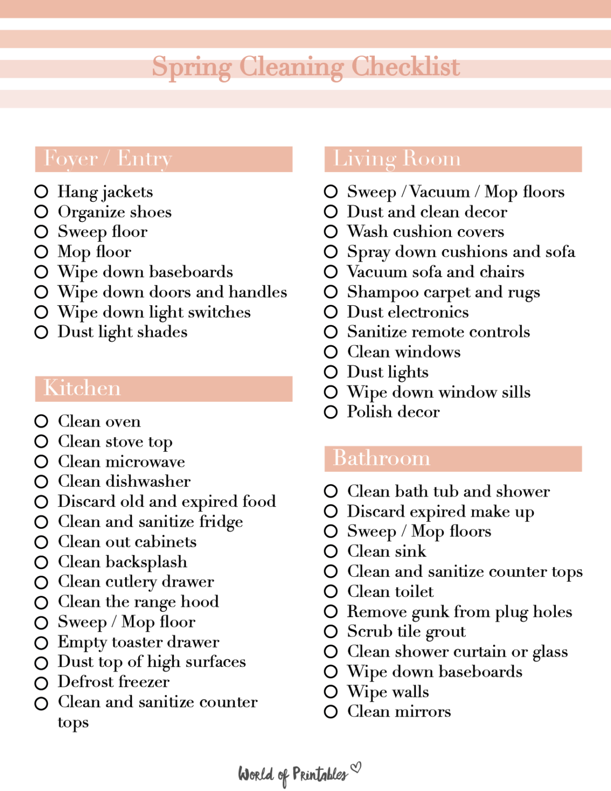 The Ultimate Spring Cleaning Checklist - World of Printables
