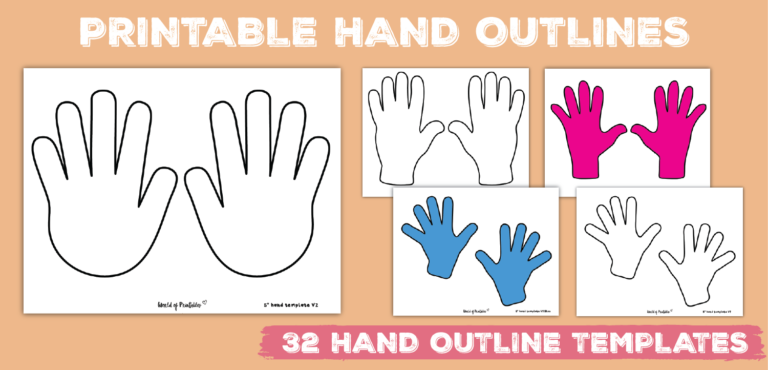 32 Hand Outline Printable Templates - World of Printables