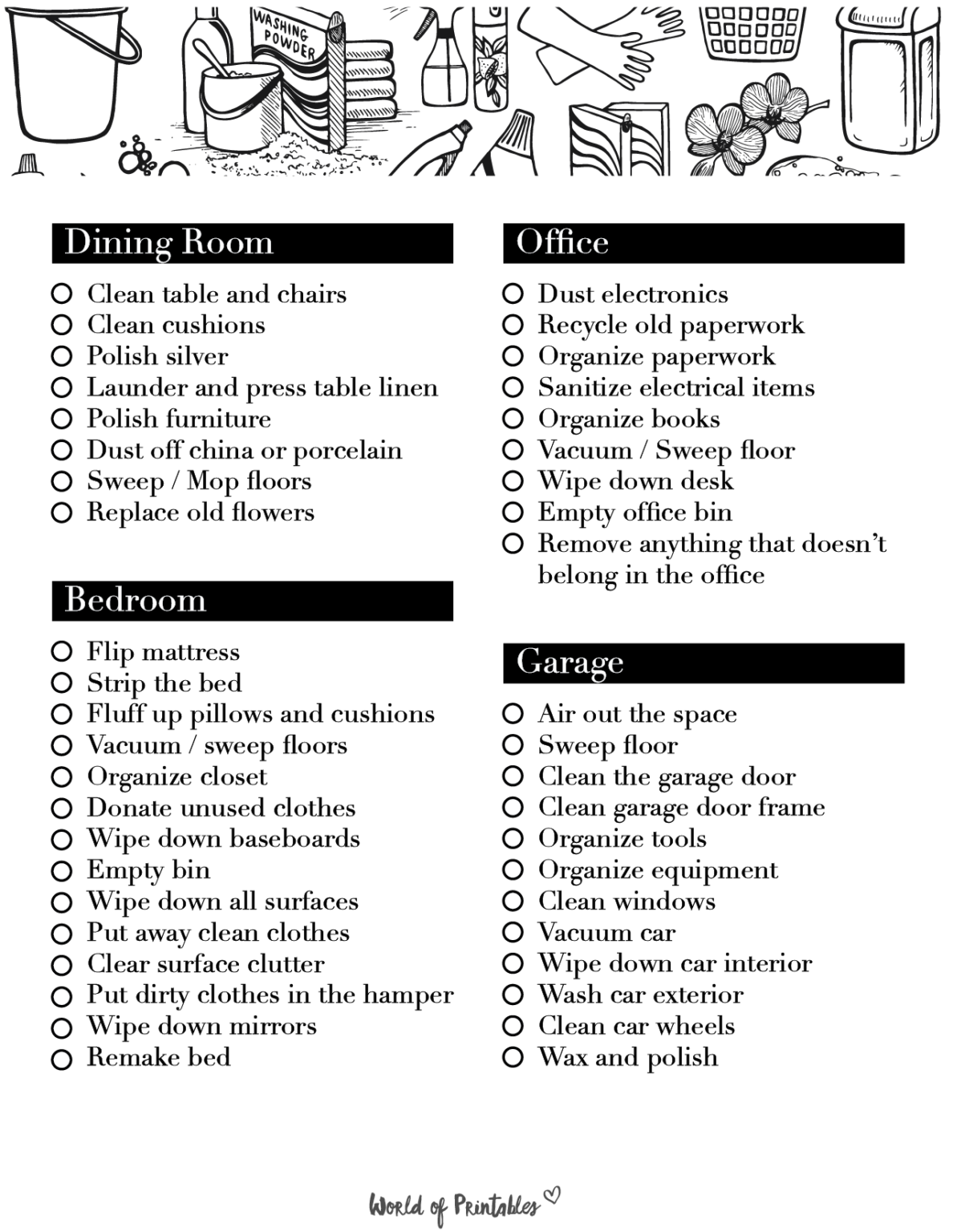 The Ultimate Spring Cleaning Checklist - World of Printables