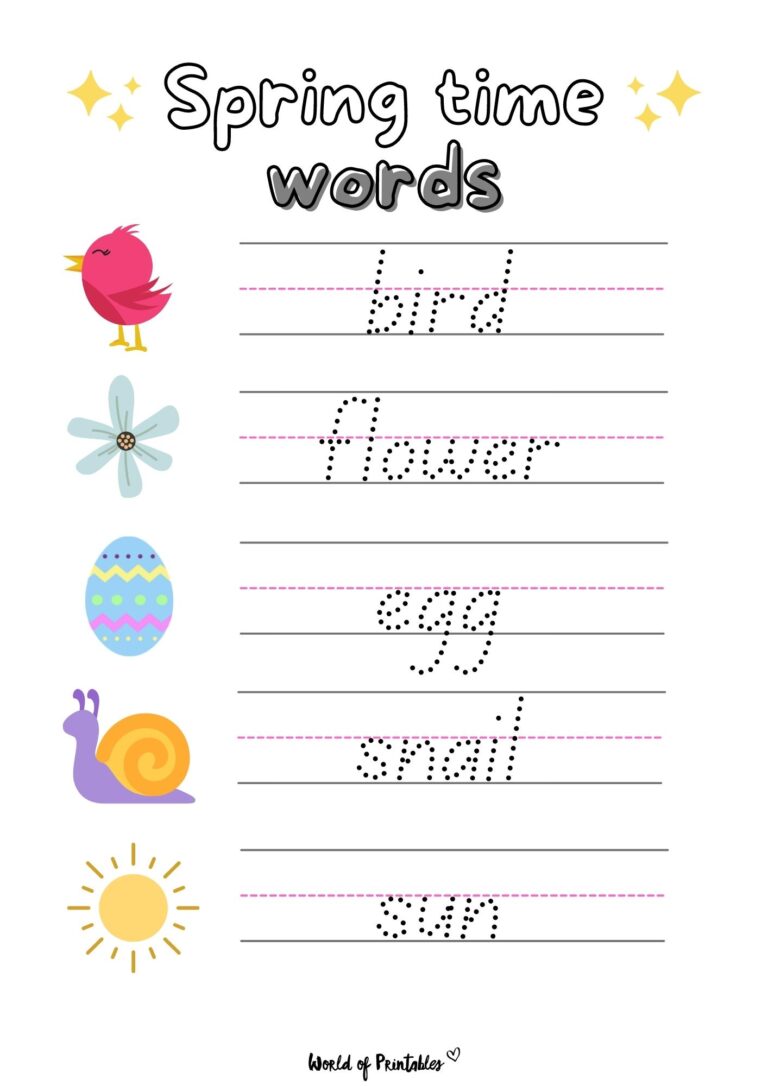 Spring Printables Templates & Worksheets - World of Printables