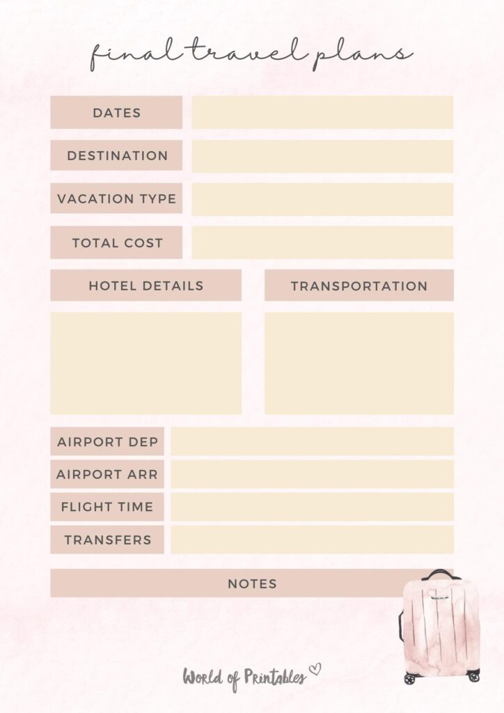 Travel Planner Free Printable & Tips To Help You Plan - World of Printables