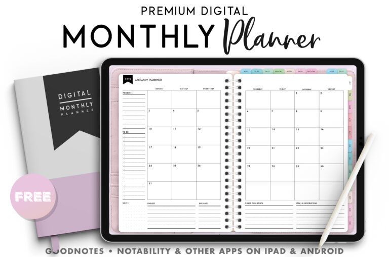Digital Monthly Planner - Stylish & Free - World of Printables