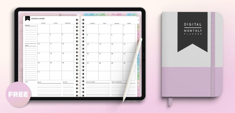 Digital Monthly Planner - Stylish & Free - World of Printables