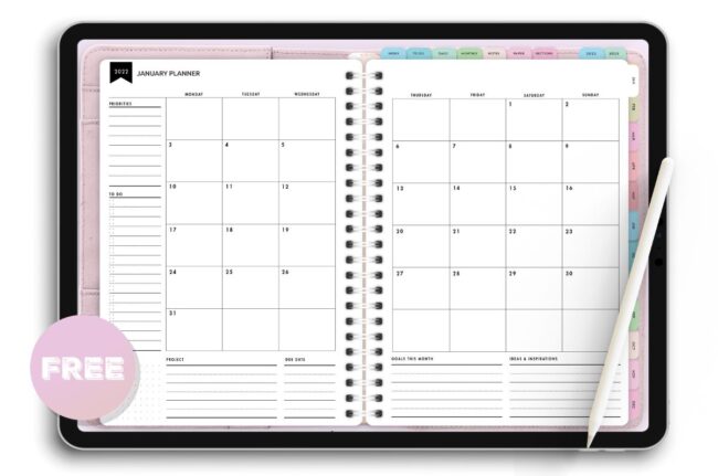 Digital Monthly Planner - Stylish & Free - World of Printables