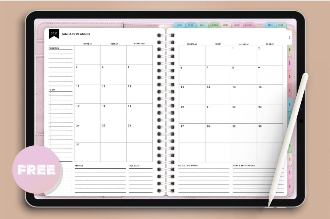 Digital Monthly Planner - Stylish & Free - World of Printables