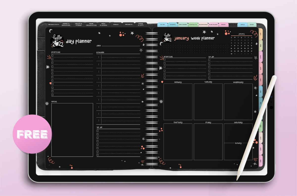 Digital Planner PDF | Free Stylish 2022 Planner - World of Printables