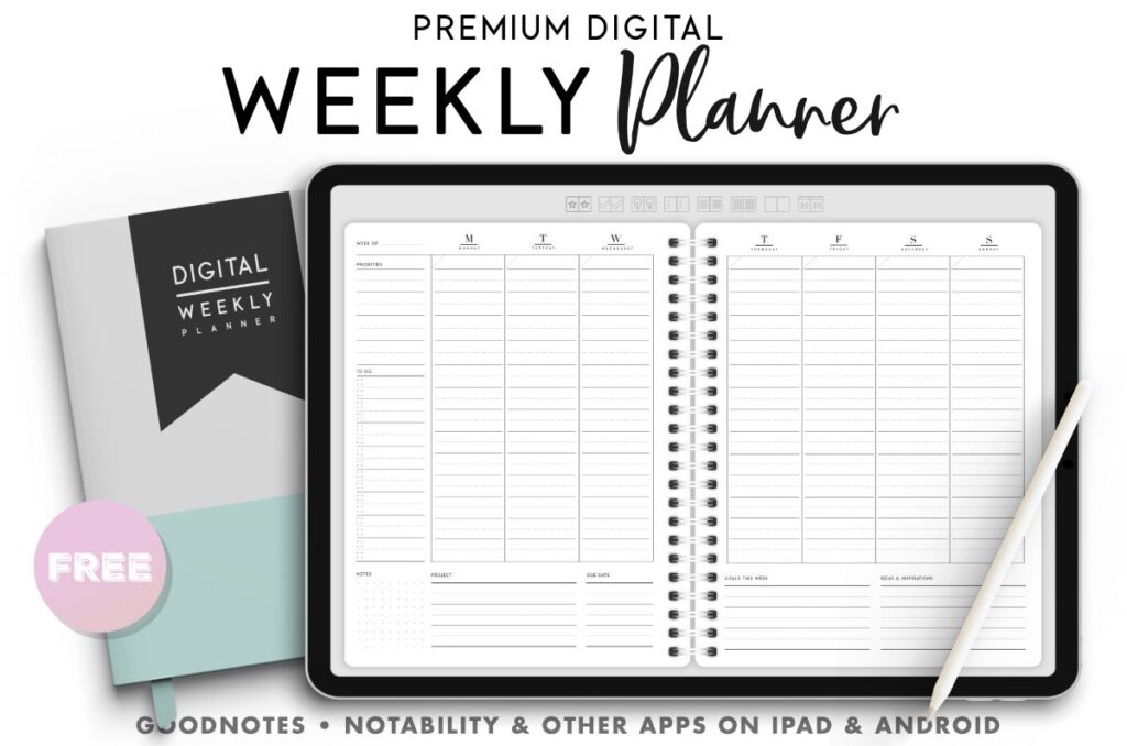PDF Simple Weekly Planner Template For Goodnotes Or Print Bullet 