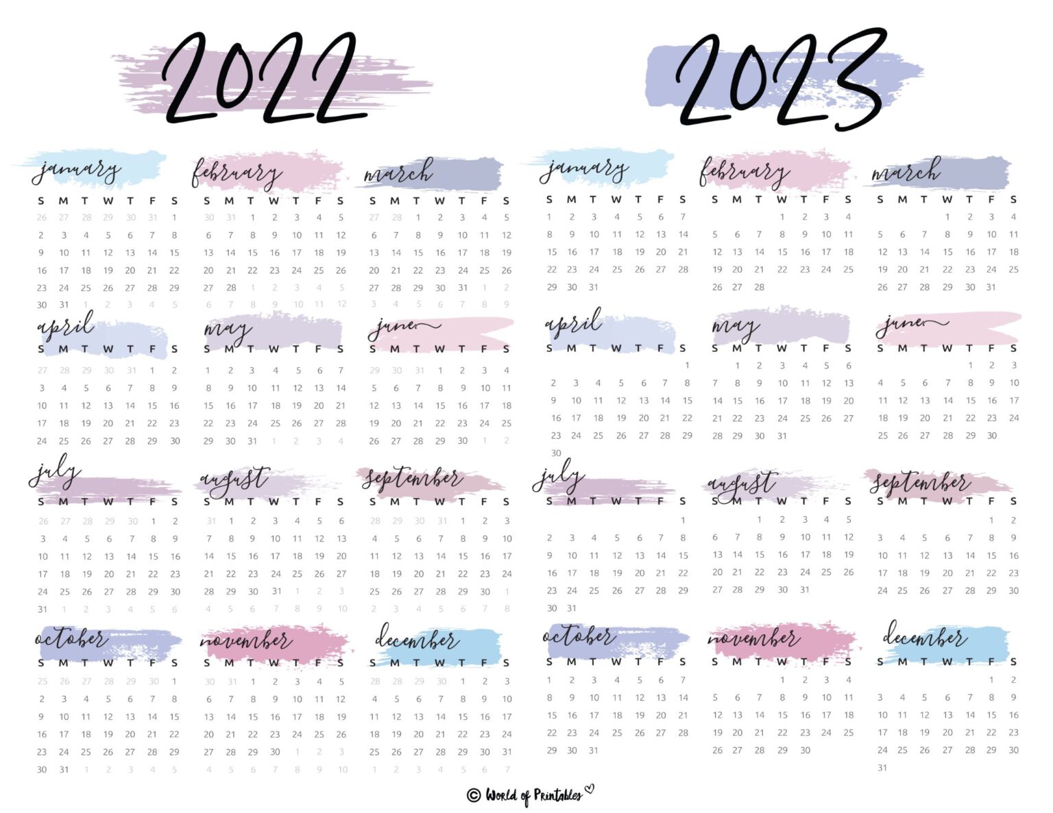 2022 2023 Calendar Free Printables - World of Printables