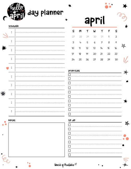 Free Cute April Calendar & Planner Printable Set - World of Printables
