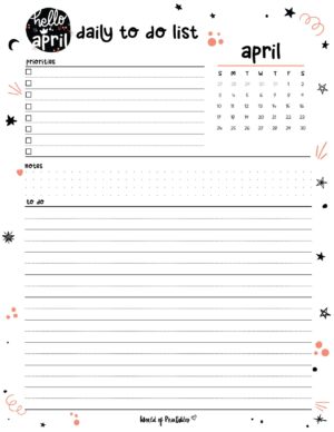 Free Cute April Calendar & Planner Printable Set - World of Printables