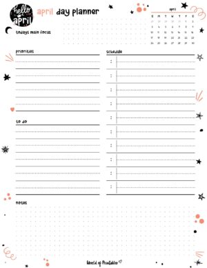 Free Cute April Calendar & Planner Printable Set - World of Printables