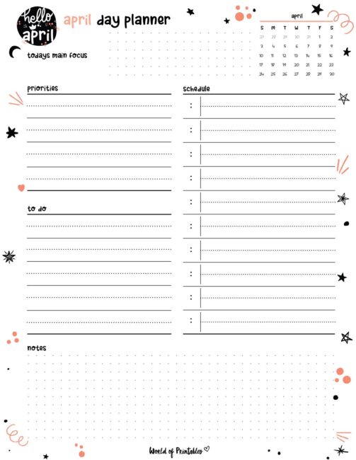Free Cute April Calendar & Planner Printable Set - World of Printables