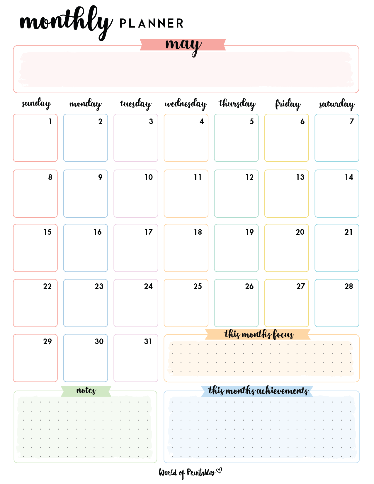 FREE May Printable Set | 2022 Calendars & Planners - World of Printables